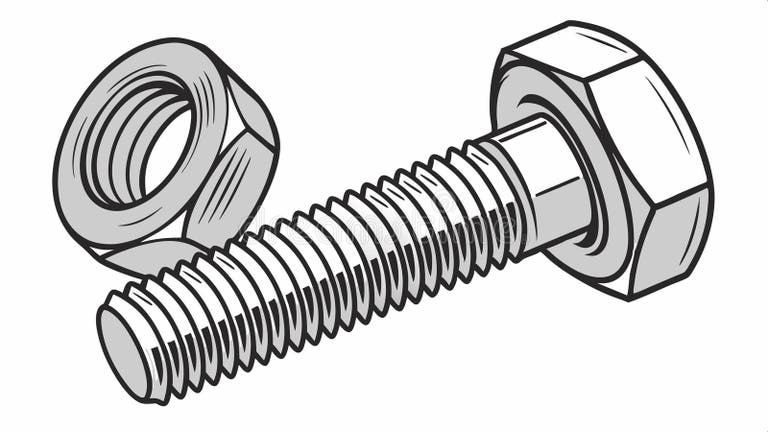 Bolt and Nut Illustration, Mechanical Component and Engineering Part ...
