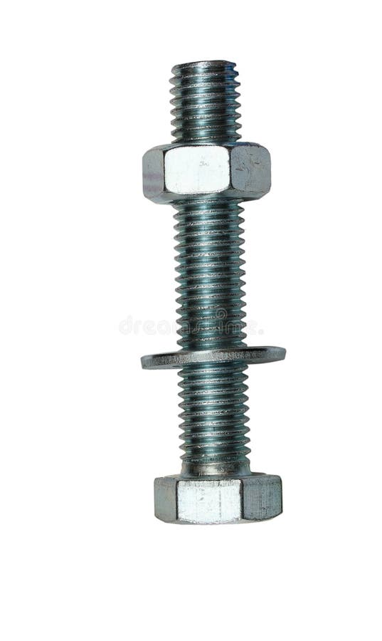 Bolt with Nut Isolated on a White Background is Located Vertically ...