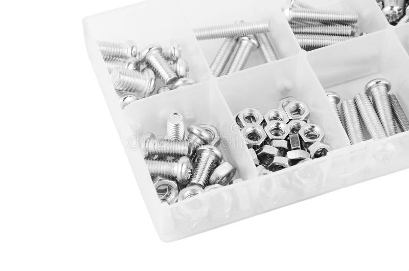 Bolt and Nut in Plastic Organizer Box Stock Image - Image of assorted ...