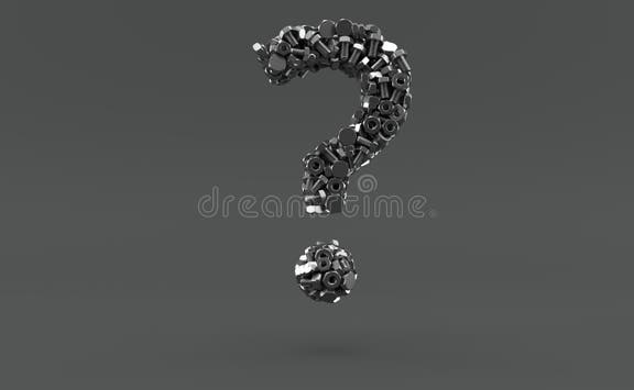 Bolt and Nut in Question Mark Shape Stock Illustration - Illustration ...