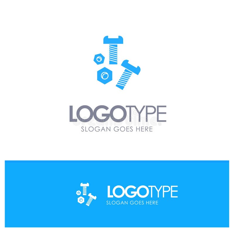 Bolt, Nut, Screw, Tools Blue Solid Logo with Place for Tagline Stock ...