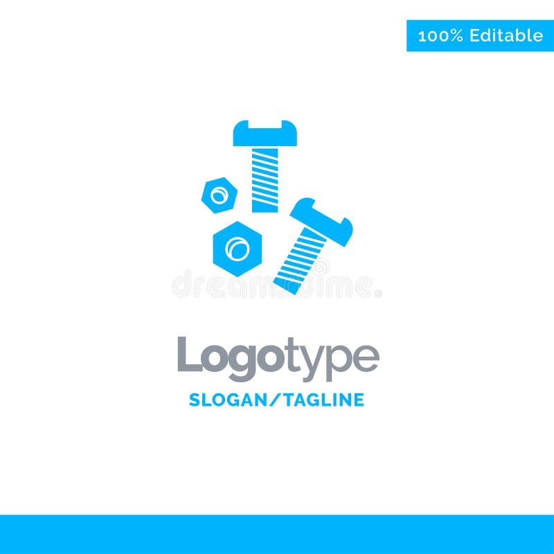 Bolt, Nut, Screw, Tools Blue Solid Logo Template. Place for Tagline ...