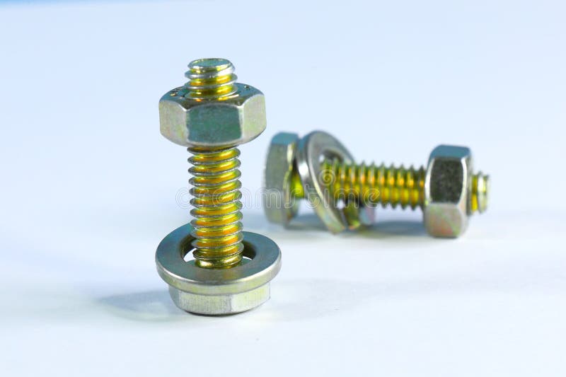 Bolt with Nut and Washer Close Up Stock Image - Image of thread ...