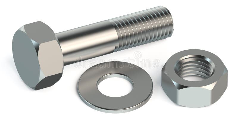 Bolt, nut and washer stock illustration. Illustration of screws - 57149569
