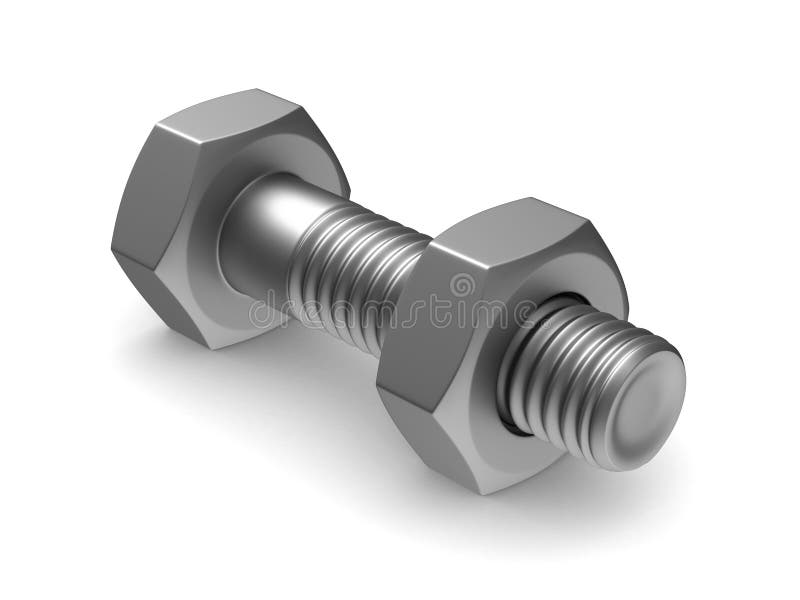 Bolt and Nut on White Background Stock Illustration - Illustration of ...