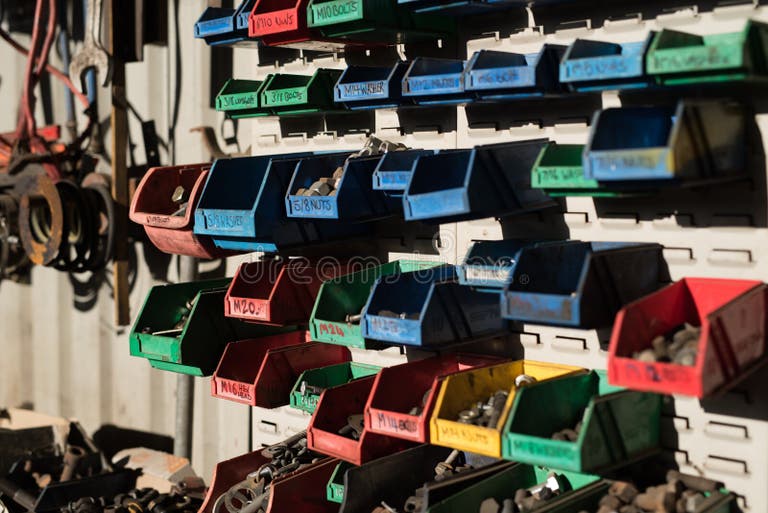 Bolt Racks on a Workshop Bench Stock Photo - Image of trad, tradie ...