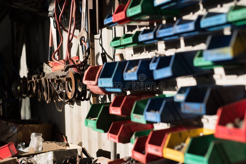 Bolt Racks on a Workshop Bench Stock Photo - Image of bench, nuts ...