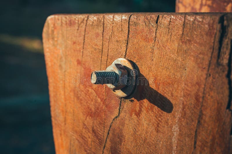 Bolt and Shadow on the Old Wood in the Morning. Stock Image - Image of ...
