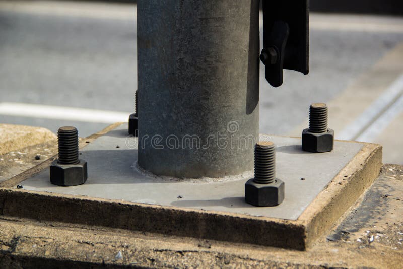 Column with Bolt To Fix Steel Column Stock Image - Image of column ...