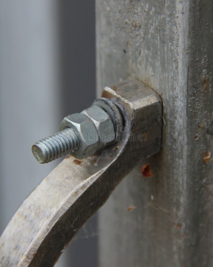 Bolt with Two Nuts in a Door Handle Stock Photo - Image of macro ...