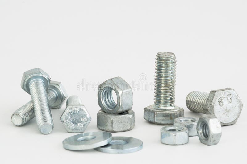 Bolt, Nut and Washer Isolated on a White Background, Photo Stacking ...
