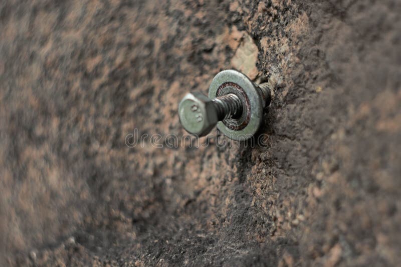 Bolt with Washer in the Wall Stock Image - Image of material, building ...