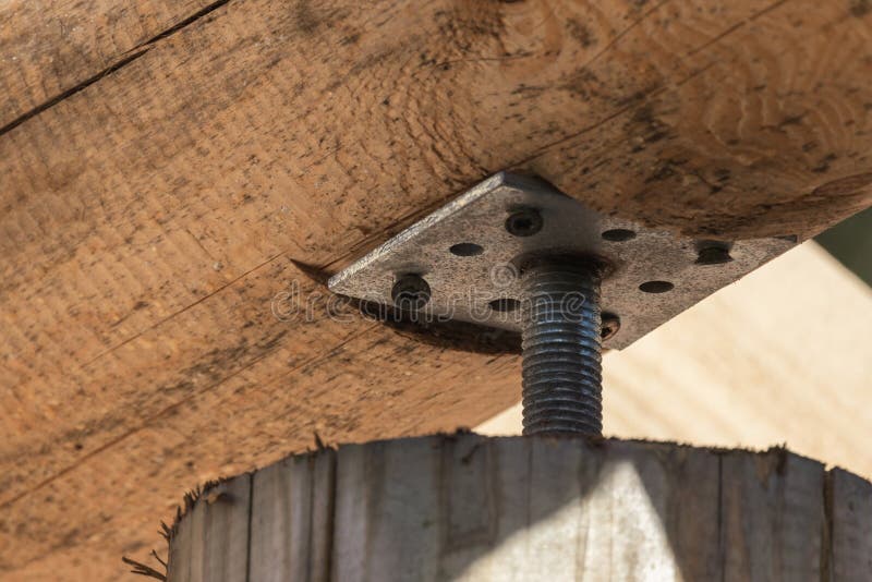 Bolted Adjustable Connection Beam Column Log House Stock Photos - Free ...