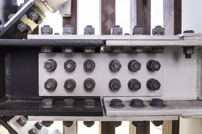 Bolted Connection of Steel Beams. Massive Metal Construction Stock ...