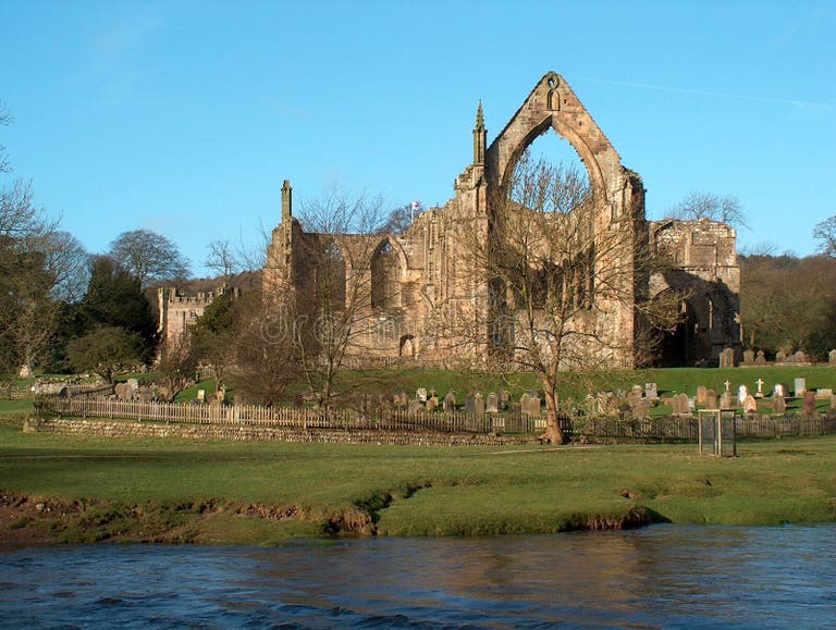 Bolton Abbey - front view stock photo. Image of wharfe - 549700