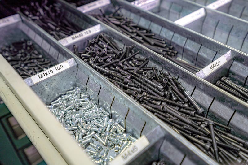 Bolts in the Box for Connecting Technical Parts Stock Image - Image of ...