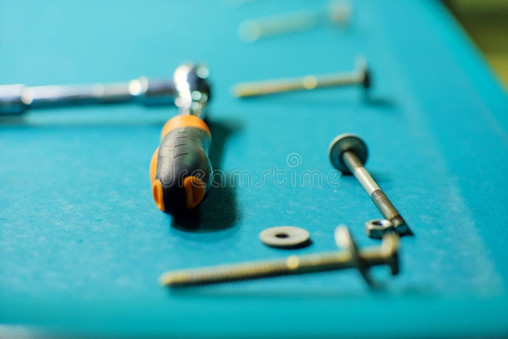 The Bolts are on the Felt Pool Table Stock Photo - Image of flat, space ...