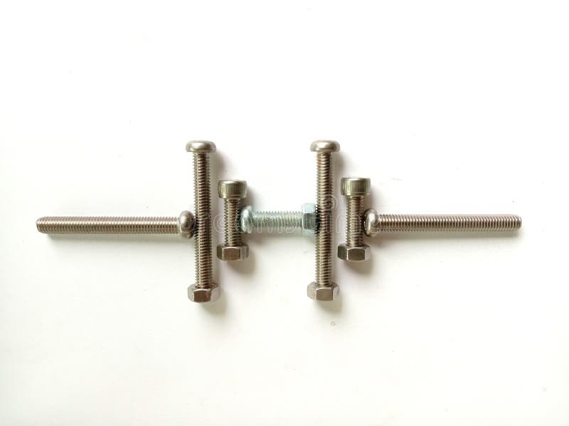 Bolts and Nuts Hardware Tools Isolated on White Background. Stock Photo ...