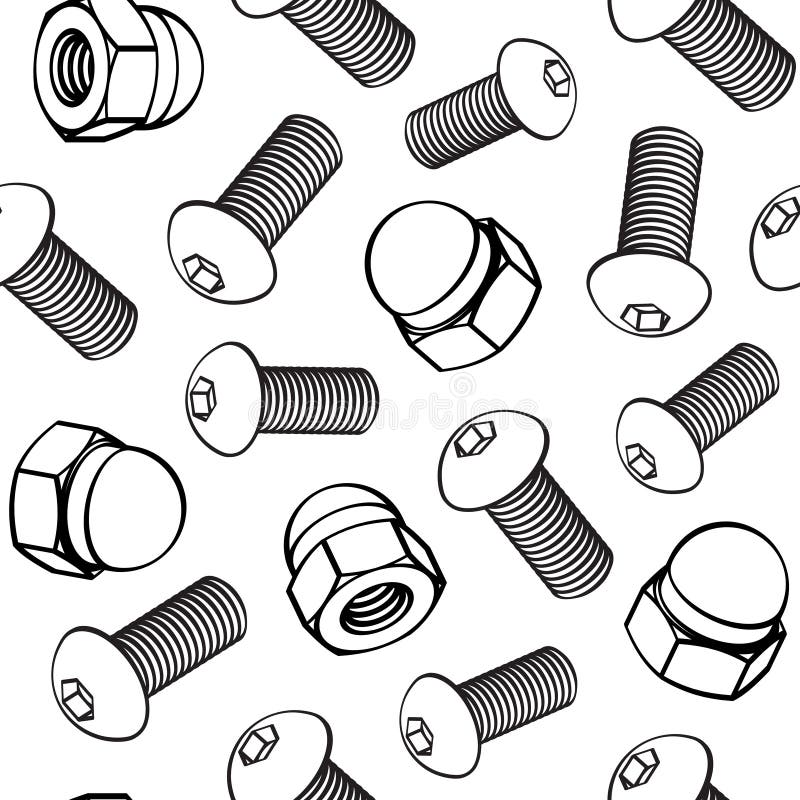 Seamless Pattern with Bolts and Nuts Stock Vector - Illustration of ...