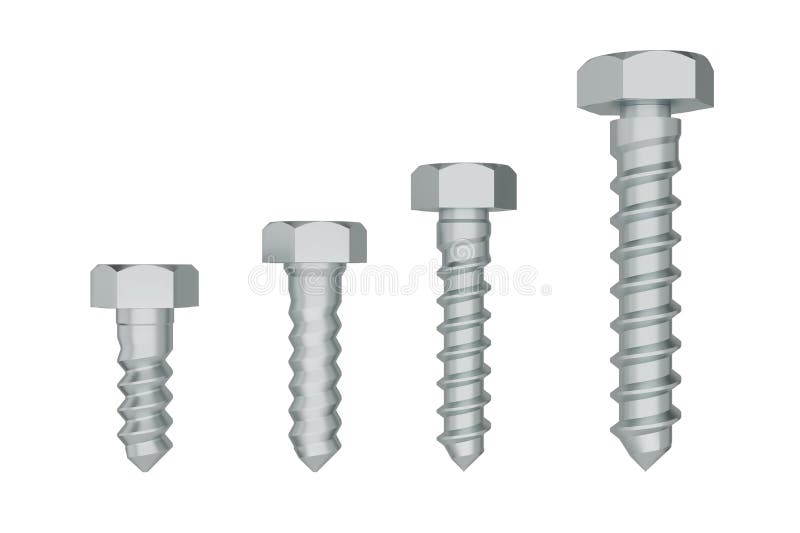 Bolts and Screws Real Metal Fasteners with Nuts 3D Hardware Selection ...