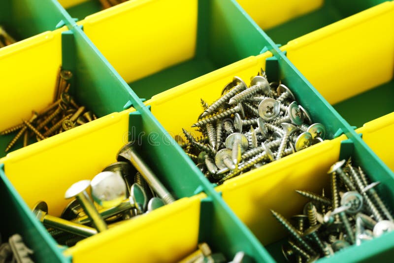 Screws and Bolts container stock photo. Image of handyman - 1715754
