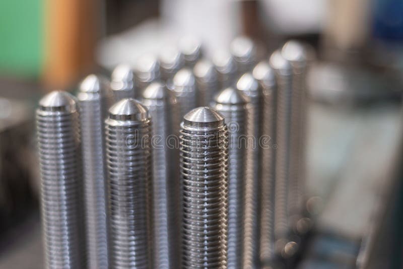 Bolts, Screws and Threaded Rods after Turning on a Rack Stock Photo ...