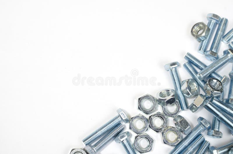 Bolts, Steel Galvanized with Hex Heads on White Background Stock Photo ...