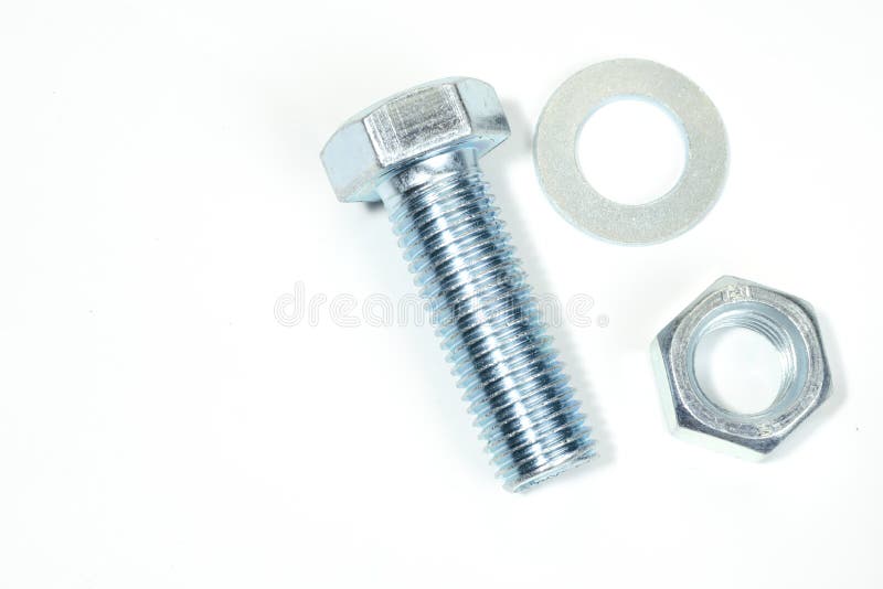 Bolts, Steel Galvanized with Hex Heads on White Background Stock Image ...