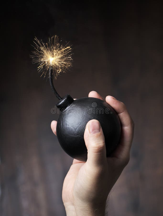 Bomb stock image. Image of fuse, round, hand, bomb, holds - 16182371