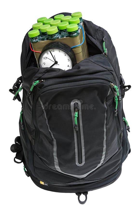 Bomb in the backpack stock image. Image of danger, demolish - 94614397