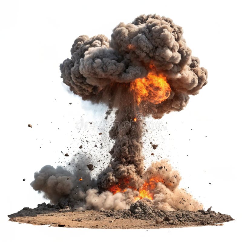 Bomb Blast Depiction Isolated on White Background Stock Illustration ...