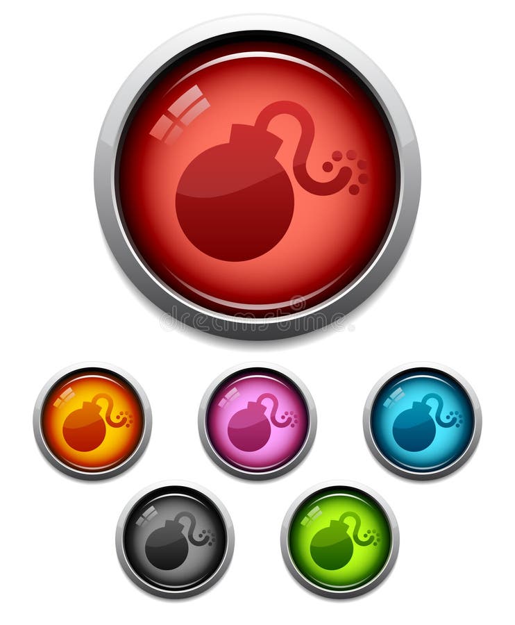 Bomb button icon stock vector. Illustration of fuse, globe - 6080514