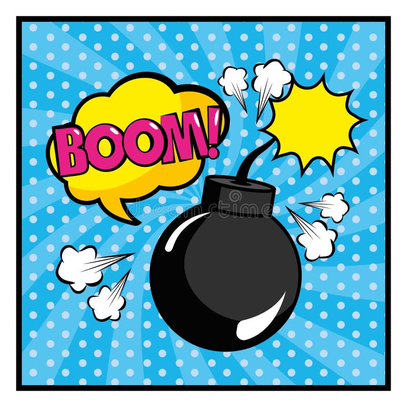 Bomb with Cloud and Boom Pop Art Message Stock Vector - Illustration of ...