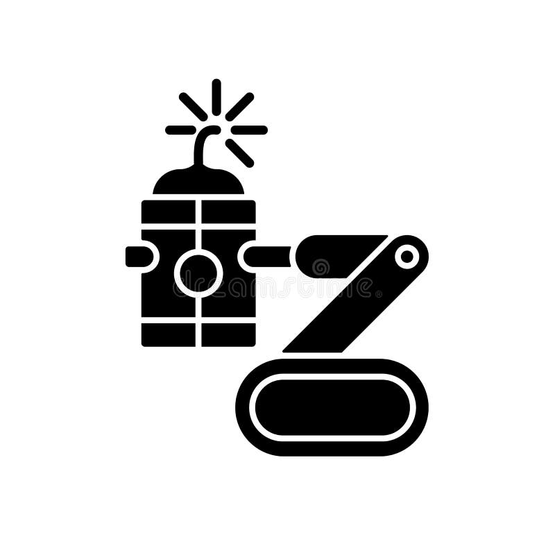 Bomb Defusing Robots Black Glyph Icon Stock Vector - Illustration of ...