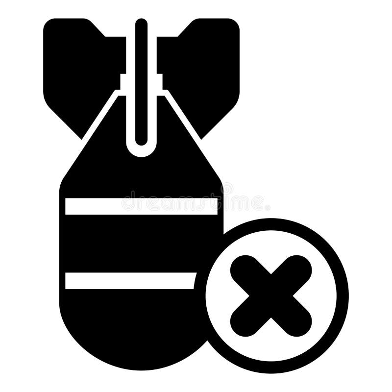 Bomb for Destruction Ban Solid Icon, Prohibited Items Concept. Vector ...