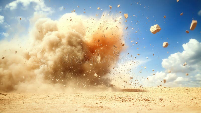 High-speed Capture of Bomb Impact in Open Desert with Rising Dust Cloud ...