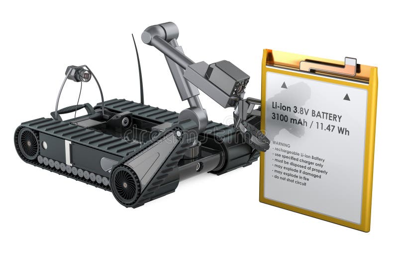 Bomb Disposal Robot with Cell Phone Battery, 3D Rendering Stock ...