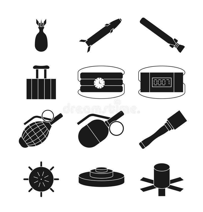 Weapon Icons and Military or War Signs Vector Stock Vector ...