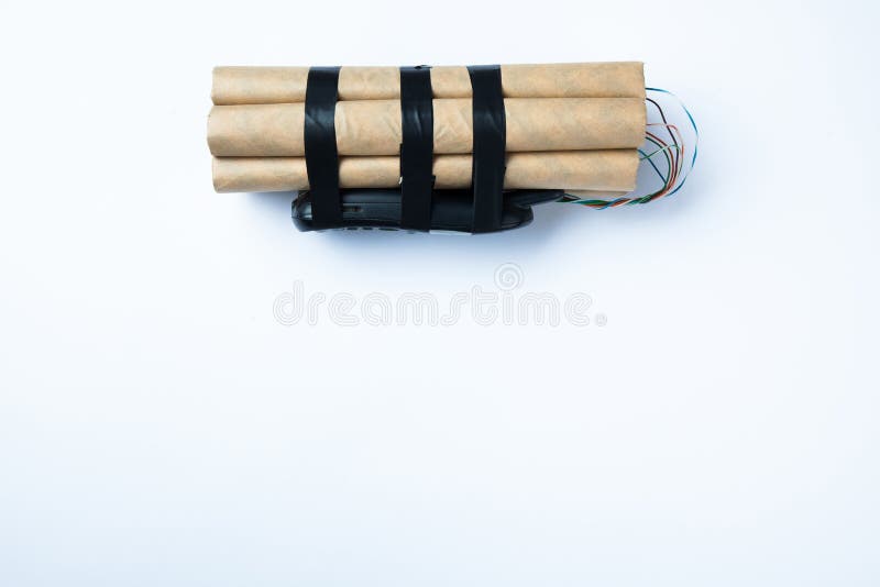 Dangerous Bomb on White Background, Empty Space for Text Stock Photo ...