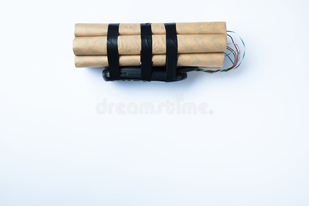 Bomb of Dynamite on a White Background, Empty Space for Text Stock ...