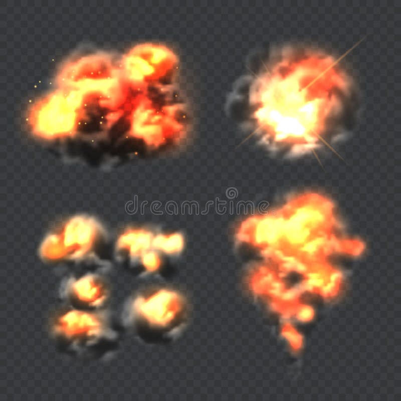 Bomb Explosion. Fire Realistic Explosion Effect Light Vector Collection ...