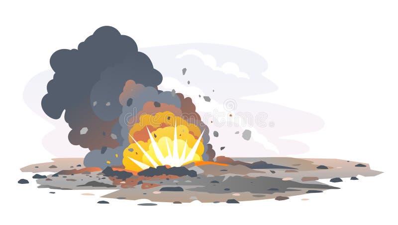 Bomb Explosion on Ground with Smoke Isolated Stock Vector ...