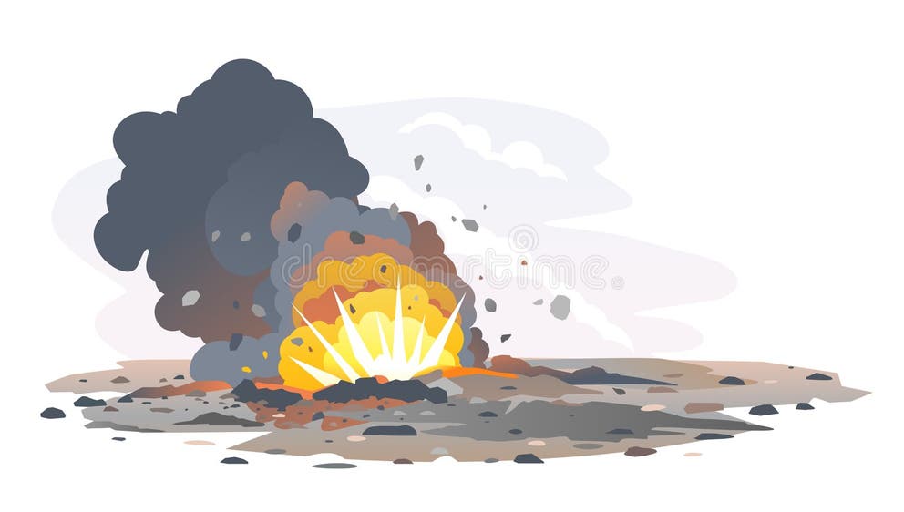 Bomb Explosion on Ground with Smoke Isolated Stock Vector ...