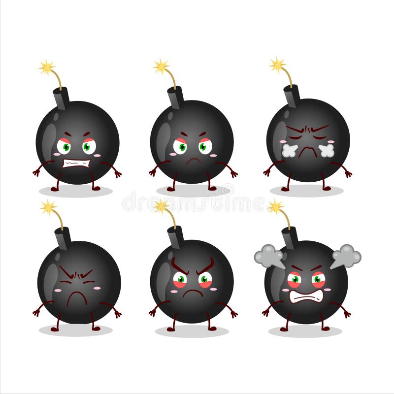 Bomb Explosive Firecracker Cartoon Character with Various Angry ...
