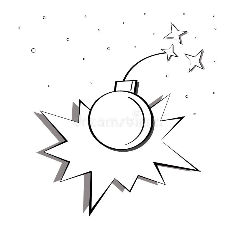 Bomb on the Flash from the Explosion and Sparks on the Cord. Comic Pop ...