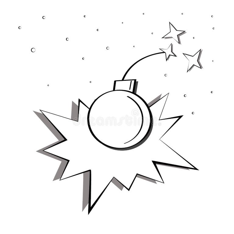 Bomb on the Flash from the Explosion and Sparks on the Cord. Comic Pop ...