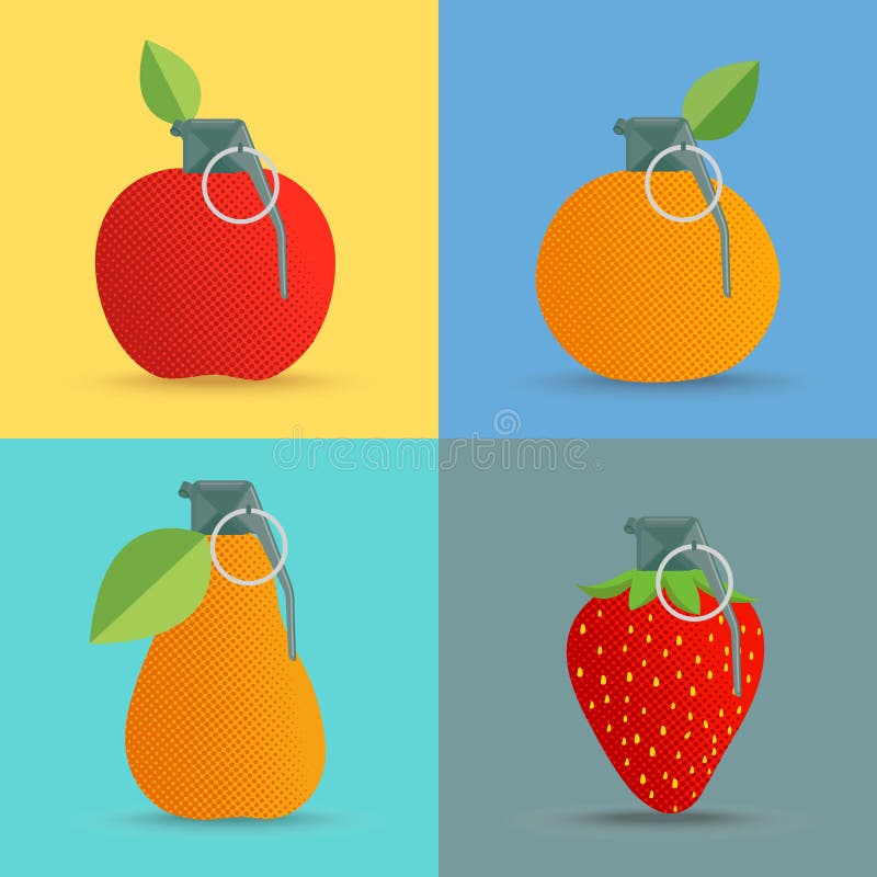 Bomb with fruits stock vector. Illustration of burning - 50452224