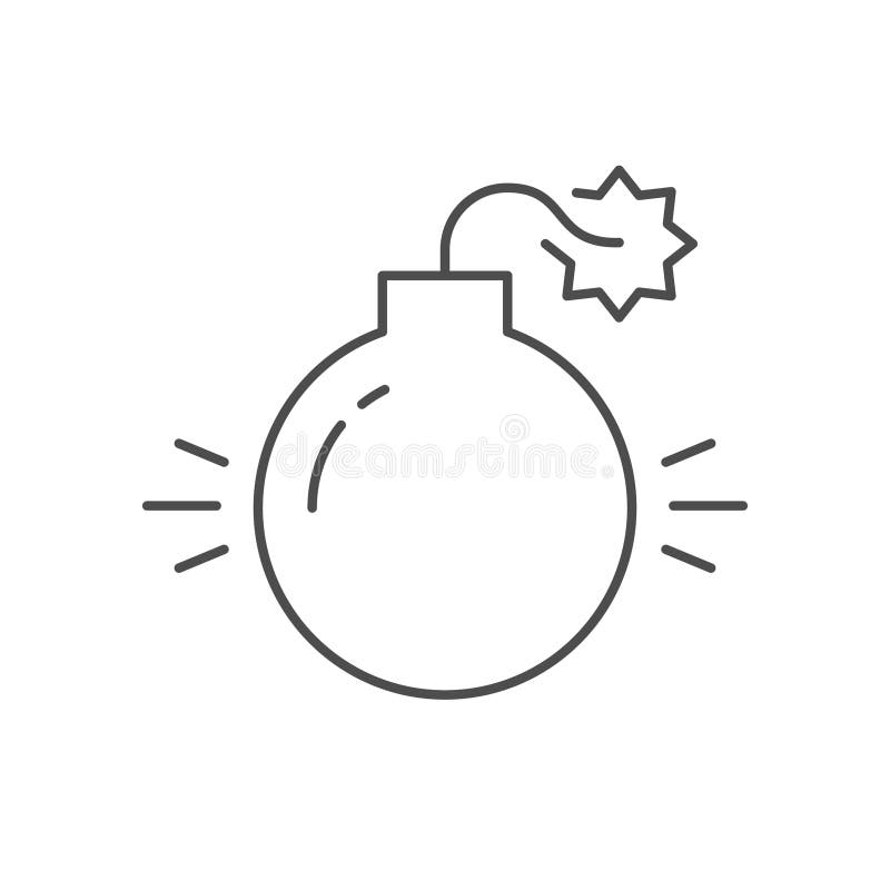 Bomb with fuse line icon stock vector. Illustration of danger - 376600701