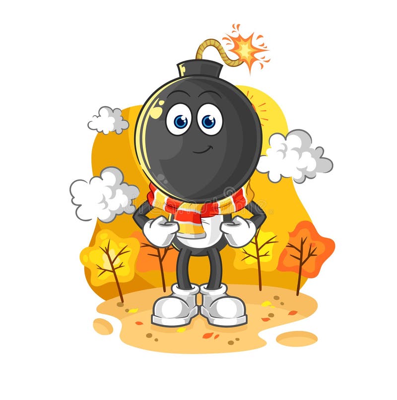 Bomb Head in the Autumn. Cartoon Mascot Vector Stock Vector ...