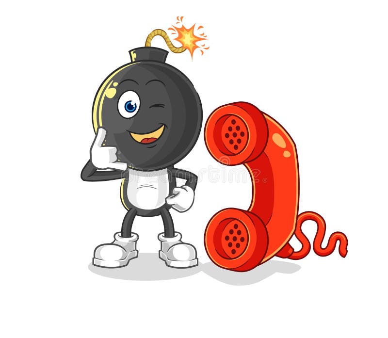 Bomb Head Call Mascot. Cartoon Vector Stock Vector - Illustration of ...